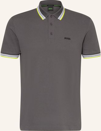 HUGO BOSS Piqué-Poloshirt Paddy Curved Regular Fit grau