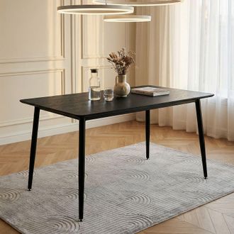 IDIMEX Esstisch Nora 120 x 80 cm, Schwarz - rechteckiger Esszimmertisch mit abgerundeten Ecken, Tischplatte aus MDF, Robustes Metallgestell, ideal f&uuml;r den Es