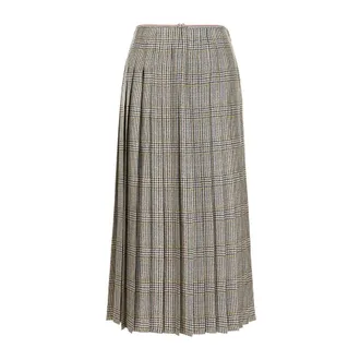 Thom Browne Hunting Tweed Seiden-Twill Faltenrock - - Skirts - Damen - Mehrfarbig - S