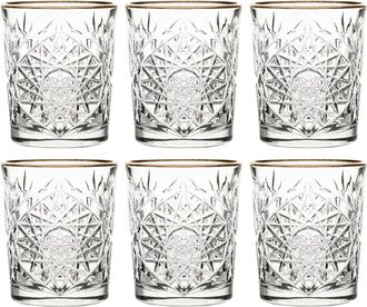 Libbey Hobstar Glas Gold Rim 355 ml / 35,5 cl 6-teilig Vintage Design Goldrand hochwertig