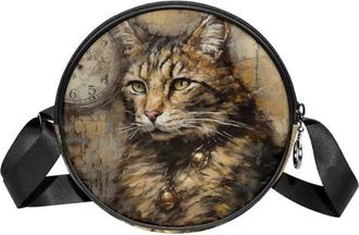 Generic Petit sac &agrave; bandouli&egrave;re rond pour femme, petit sac &agrave; bandouli&egrave;re avec fermeture &eacute;clair et bretelles r&eacute;glables style d&eacute;contract&eacute; pour femmes et filles