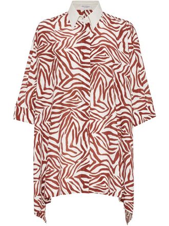 Brunello Cucinelli Hemd mit Print - Rot