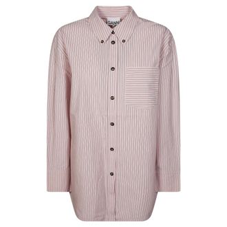 Ganni Femme, Blouses et Chemises, Rose, Taille: 40 FR Maxi Camicia Oxford a Righe