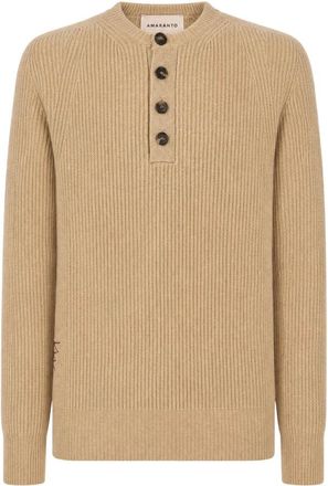 Amaranto Rippstrick-Pullover mit Rundhalsausschnitt - - Knitwear - Herren - Beige - L