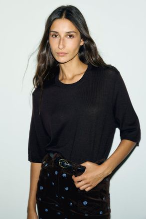Gerard Darel Pull manches courtes en laine fine - REINE - Marron