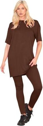 Janisramone Femme Lounge Set, Manches Courtes Longue Ample Tee Shirt avec Legging Yoga Survetement Femme 2 Pièces Coord Gym Tenue vêtements de Sport