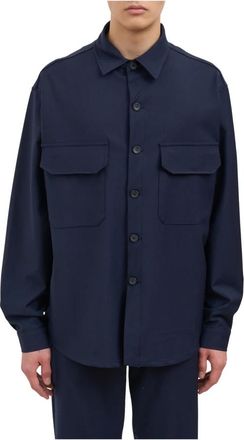 White Sand Homme, Vestes, Bleu, Taille: L Overshirt Misto Lana