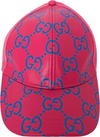 Gucci Caps & M&uuml;tzen - Gucci GG Cap Monogram Pink Blue / very good - Gr. ONE SIZE - in Gold - f&uuml;r Damen