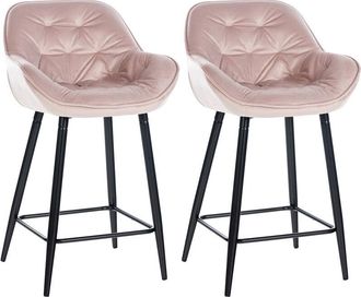Clp Ensemble de 2 tabourets de bar Gibson en velours avec 76 cm de hauteur de place rose