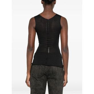 Rick Owens Virgin Wool and Silk Blend Tank Top - Black