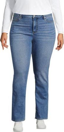 Lands End Straight Fit Recover Jeans Mid Waist, Damen, Größe:48 71 plus, Blau, Elasthan/Baumwoll-Mischung/Polyester-Mischung, by Lands End
