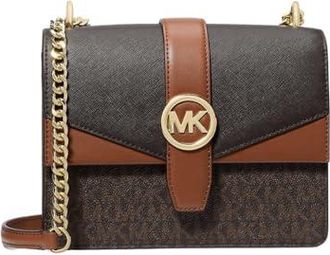Michael Kors Greenwich Petit sac à bandoulière pour femme, Brun, Small