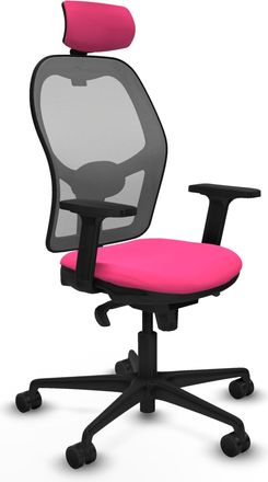 Piqueras y Crespo Schreibtischstuhl mit Rollen, Rosa, 2D-Armlehnen, h&ouml;henverstellbare Lendenwirbelst&uuml;tze und h&ouml;henverstellbares Kopfteil, Grau/Rosa