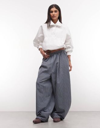 Collusion pantalon ballon oversize &agrave; carreaux bleu