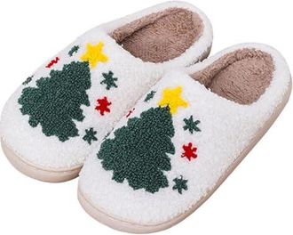 Generic Pantoufles de No&euml;l chaudes en mousse &agrave; m&eacute;moire de forme pour femme - Unisexe - En peluche douce - Antid&eacute;rapantes - Respirantes - Pour int&eacute;rieur et ext