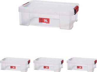 Sundis ClipN Store, bo&icirc;te de rangement 9L en plastique transparent, renforc&eacute;e avec couvercle clipsable, aptes au contact alimentaire, parois droites, superpo