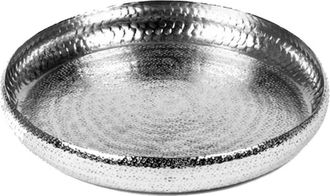 LAMBERT Faro - Tablett, Dekotablett, Serviertablett - Aluminium vernickelt - Ø: 43 cm - mit ziselierter Oberfläche