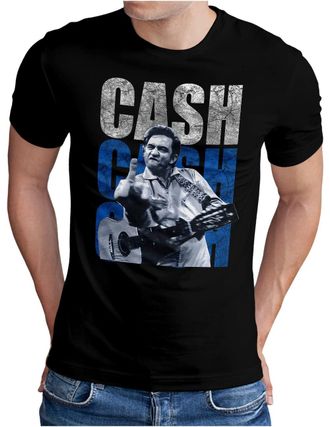 OM3 Cash-Cash-Cash T-Shirt - Herren - Country Music Johnny Vintage - Schwarz, 3XL