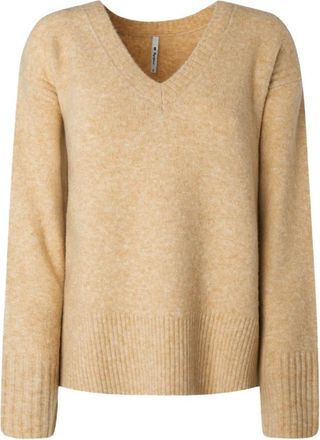 Pepe Jeans London Femme, Pulls, Beige, Taille: 36 FR Pull Beige Col en V Automne/Hiver Collection