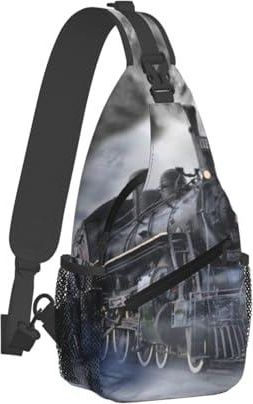 Generic Sacoche Homme Bandouliere Nuages de train &agrave; vapeur Multifonction Sacs Poitrine Mode Sac &agrave; Poitrine pour Randonn&eacute;e Camping Homme