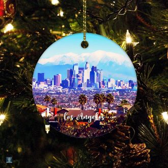 Generic Weihnachten Keramik Ornament Los Angeles Stadtszene Weihnachten Ornament Andenken Landschaft Kunstwerk Moderner Weihnachtsbaum H&auml;ngezubeh&ouml;r