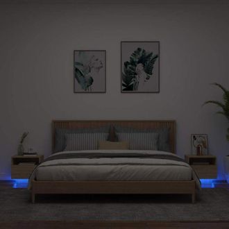 vidaXL Armoires de chevet avec lumi&egrave;res led 2 pcs ch&ecirc;ne sonoma