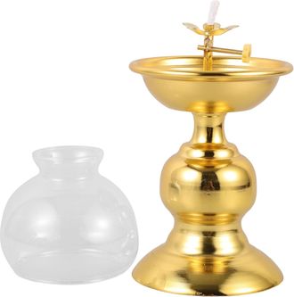 Angoily &Ouml;llampe Kerosinlampe mit Glasabdeckung Verstellbarem Licht aus Robustem Legierungsmetall f&uuml;r Hausdekoration und Buddhistische Opfergaben Sicher und De