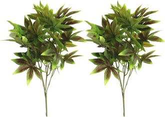 Exceart 2 STK Gef&auml;lschtes Ahornblatt Dekosand Gr&uuml;n Kunstpflanzen Plastikpflanzen K&uuml;nstliche Ahornblattzweige Weihnachtsdekoration Glitzernde Ahornblattstiele 