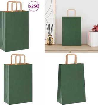 vidaXL Vidaxl - Papiertragetaschen 250 Stk. mit Henkeln Gr&uuml;n 21x11x31 cm