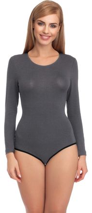 Merry Style Damen Langarm Body BD109 (Graphit, XL)