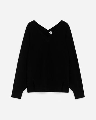 Arket Pullover Mit V-Ausschnitt Aus Reinem Kaschmir -Schwarz