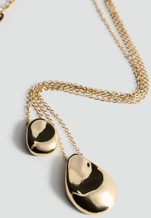 Mango Doppel-Halskette mit Tropfen-Anh&auml;nger gold - Damen - Einheitsgr&ouml;&szlig;e - MANGO