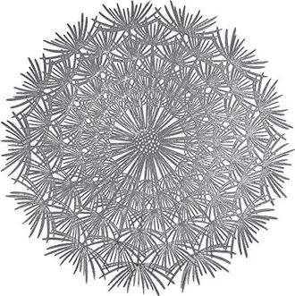 Villa D'Este Home Tivoli 6er Set Platzsets rund Silber &Oslash; 38 cm Design Pusteblume Flower