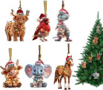 Generic Weihnachtsbaum Tiere Verzierung,H&auml;ngende Festliche Doppelseitige 2D - Acryl Tierfigur Dekoration | Garten Caf&eacute; Restaurant Party Wanddekoration