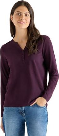 Cecil 3227282 T-Shirt à Manches Longues et col Fendu, Rouge Eggplant, L Femmes