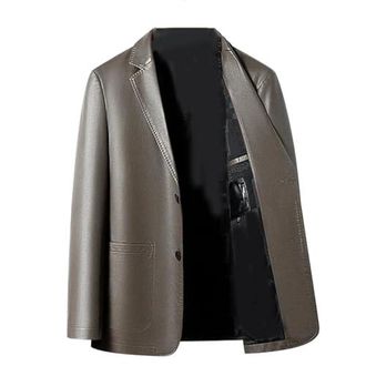 Generic Blazer fin en cuir pour homme Printemps Automne Style décontracté Business Style Léger Doux Costume Veste, 1, 3XL