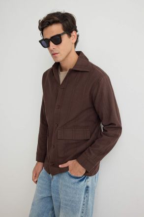 Trendyol MAN Herren Braun Einfarbig Lang Regular Fit Hemden