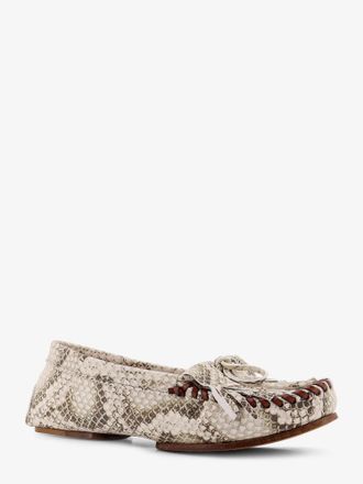 PARIS TEXAS Womens Indiana Leather Loafers With Croco Print Grey Pelle