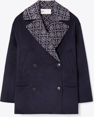 Tory Burch Caban aus Wolle mit T-Monogramm