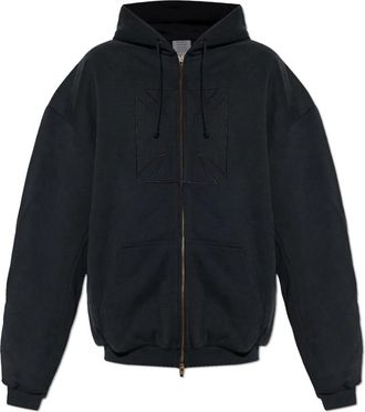 VETEMENTS Homme, Sweatshirts et sweats &agrave; capuche, Noir, Taille: XS Sweat &agrave; capuche zipp&eacute; rembourr&eacute; avec croix brod&eacute;e