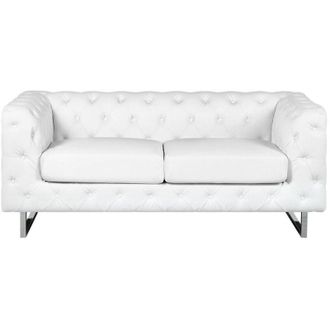 Beliani Beliani - Sofa Wei&szlig; Kunstleder 2-Sitzer Chesterfield Stil Glamour&ouml;s Wohnzimmer