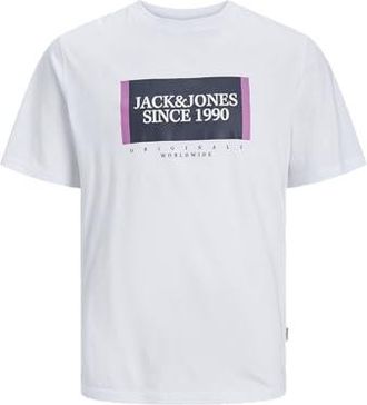 Jack & Jones Jorlafayette Box Tee SS Crew Neck T-Shirt pour Homme, Blanc éclatant., XL