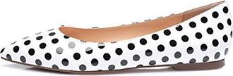 Castamere Chaussures Plates Femme Bout Pointu Basse Talon Ballerines Escarpins Blanc Polka Dots Vernis Chaussures EU 39