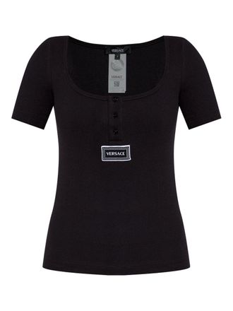 Versace t-shirt à design nervuré - Noir