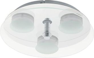 Eglo LED Deckenlampe Abiola 1, Deckenleuchte, Alu, Stahl in Nickel-matt, Glas satiniert in Weiss, klar warmweiß