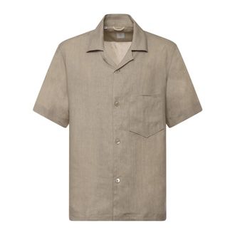 Eleventy Homme, Chemises, Beige, Taille: 2XL Chemise Bowling en Lin