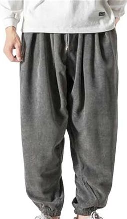 Generic Pantalon baggy chaud en velours c&ocirc;tel&eacute; pour homme avec cordon de serrage &agrave; taille &eacute;lastique - Pantalon de surv&ecirc;tement l&eacute;ger grande taille - Coupe droi