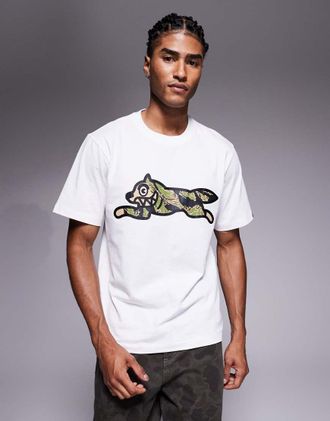 Icecream T-shirt à imprimé chien qui court motif camouflage tigré - Blanc