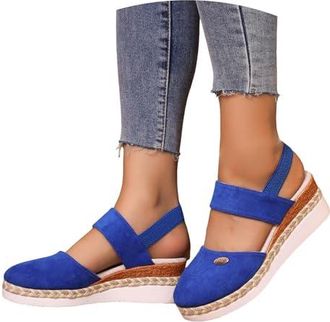 Generic Sandales orthop&eacute;diques compens&eacute;es &agrave; bout ferm&eacute; pour femme, habill&eacute;e d&eacute;t&eacute;, d&eacute;contract&eacute;e, confortable, l&eacute;g&egrave;re, sandales de marche antid&eacute;rapantes avec bo