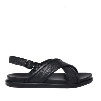 Baldinini Homme, Chaussures, Noir, Taille: 38 EU Tumbled Leather Sandal